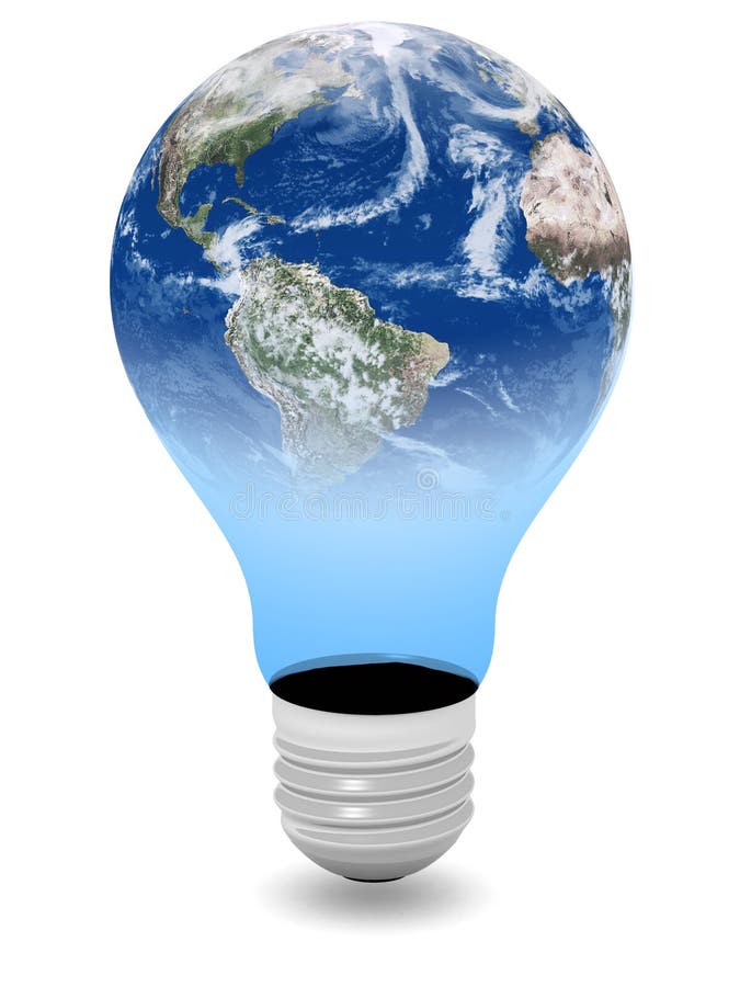 Bulb and planet earth mix stock illustration. Illustration of ...
