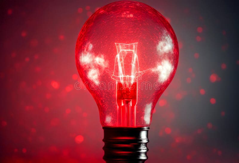 Bulb Red Light Electricity Glow Transparent Inspiration Wire Stock ...