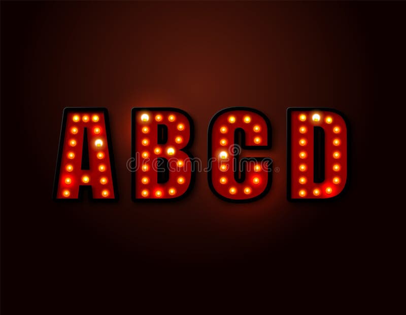 Bulb Red Light Font on Background Stock Vector - Illustration of shiny ...