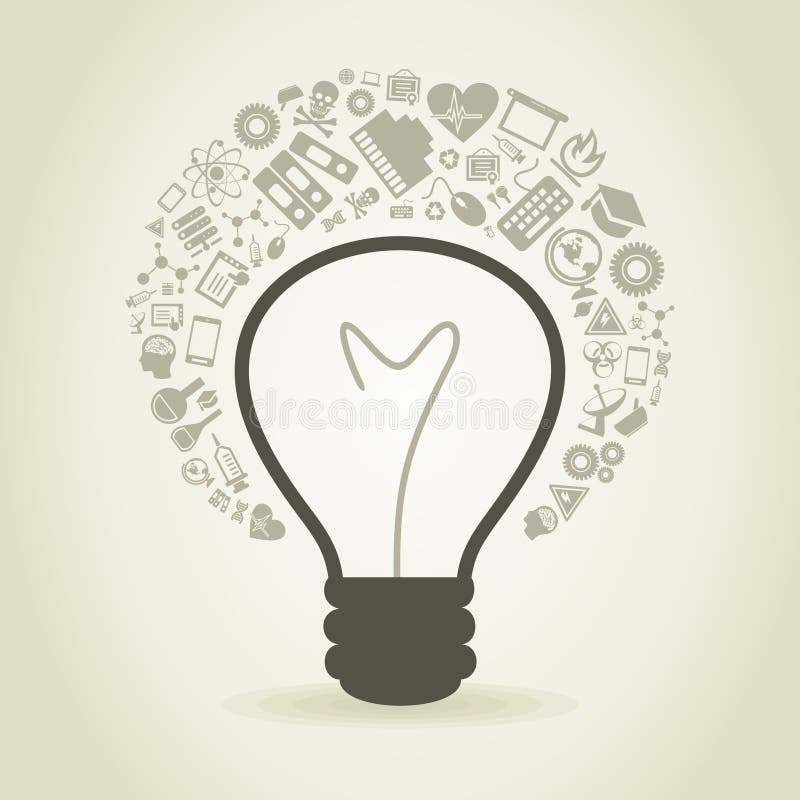 Light Bulb Shape Idea Concept Formed by Education Icons Stock Vector ...