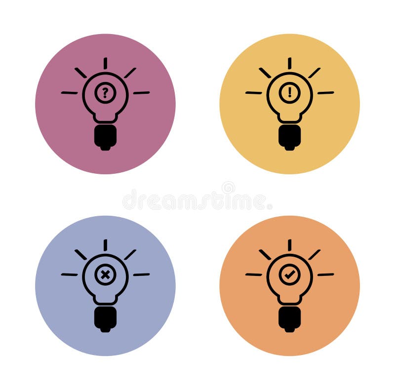 Bulb Simple Flat Icon in Color Circle Stock Illustration - Illustration ...
