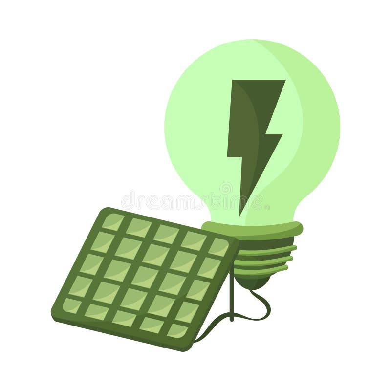 Bulb and solar panel stock vector. Illustration of sustainable - 255490691