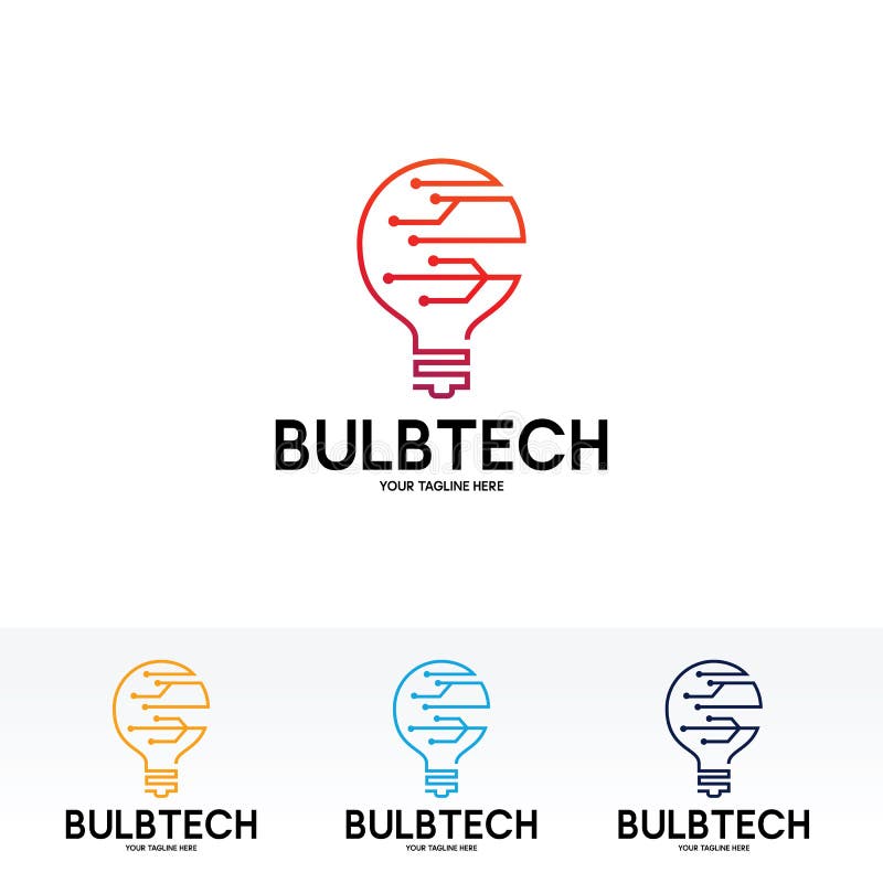 Bulb Tech Circuit Logo Design, Electric Light Technology Icon Stock ...