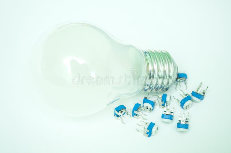The Bulb and the Transistors Isolated Stock Photo - Image of music ...