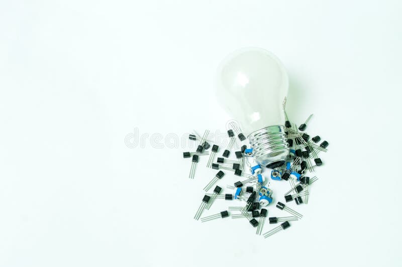 The Bulb and the Transistors Isolated Stock Image - Image of device ...