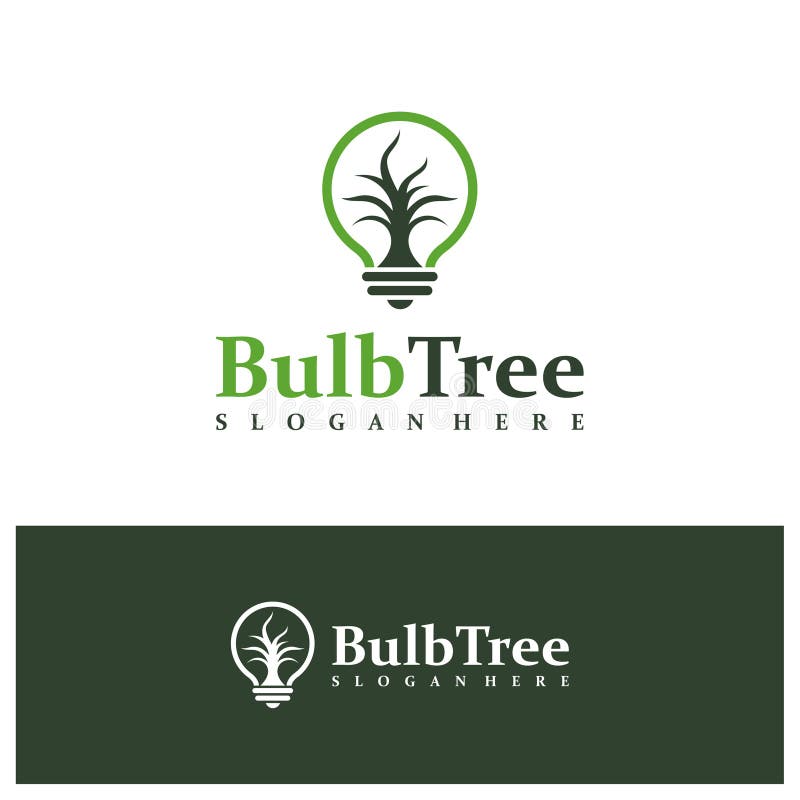 Bulb Tree Logo Design Concept Vector. Tree Bulb Logo Design Template ...