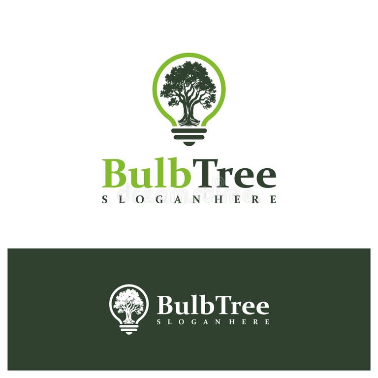 Bulb Tree Logo Design Concept Vector. Tree Bulb Logo Design Template ...
