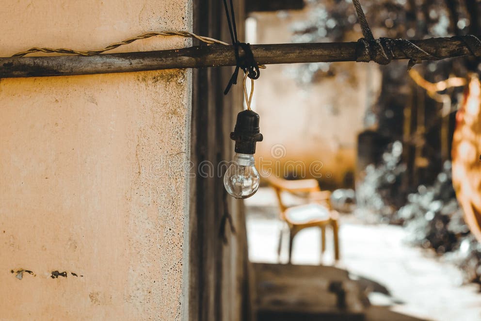 The Bulb of the Village House. Light Indian Village Stock Photo - Image ...