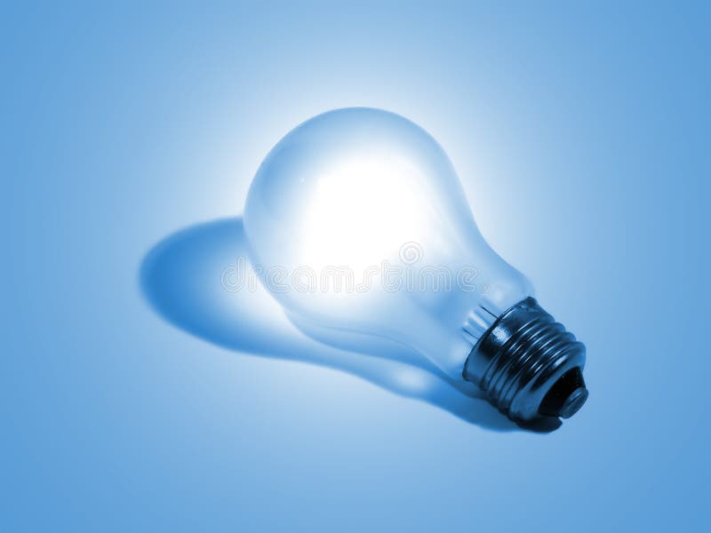 Bulbo eléctrico en un azul foto de archivo. Imagen de chispas - 2575428