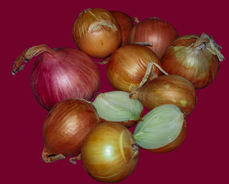 Onions of Different Colors on an Isolated Background. Stock Photo ...