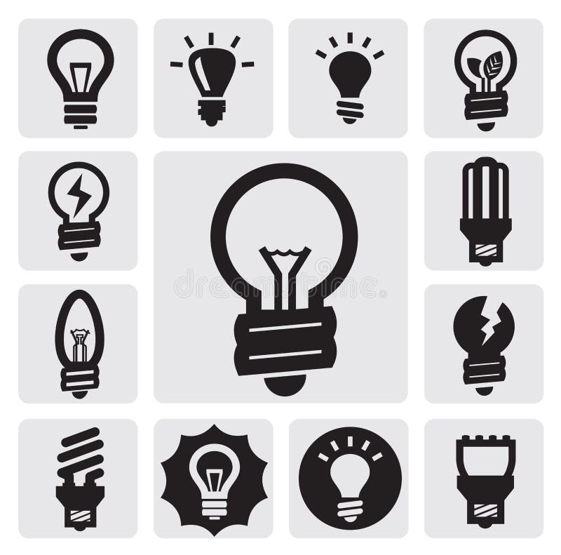 Vector Illustration. Bulb Icon Set Stock Vector - Illustration of ...