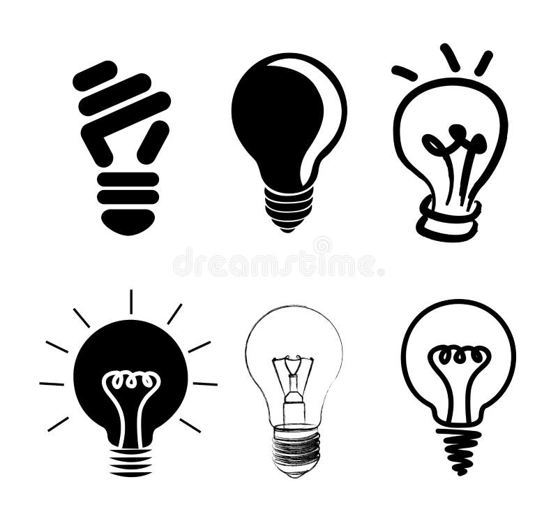 Various light bulb icons stock vector. Illustration of lamp - 40704292