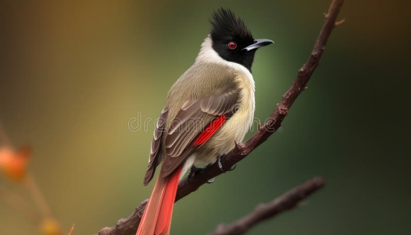 A Bulbul Sitting on a Tree Branch Ai, Ai Generative, Illustration Stock ...