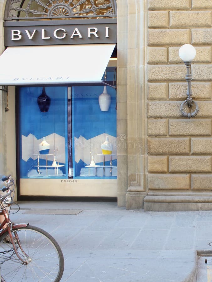 Bulgari Windows Display in Florence in Summer Season Editorial Stock ...