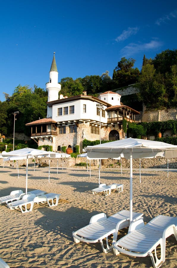 Balchik - Beach and Queen Marie Palace Stock Image - Image of bulgaria ...