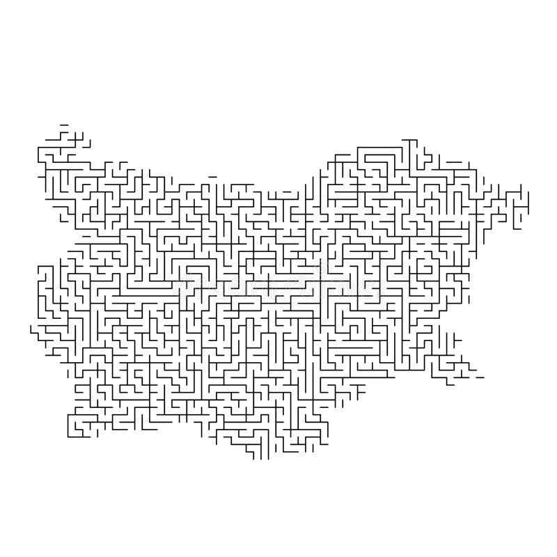 Bulgaria Map from Black Pattern of the Maze Grid. Vector Illustration ...