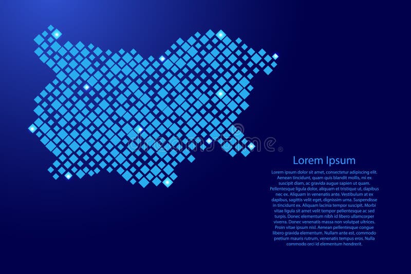 Bulgaria Map from Blue Pattern Rhombuses of Different Sizes and Glowing ...