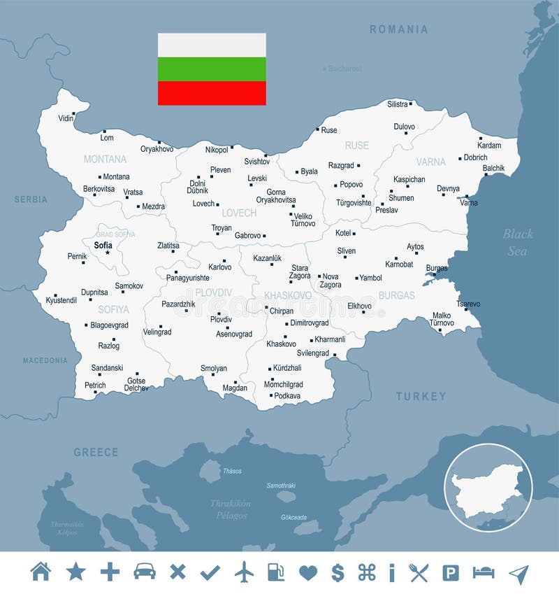 Bulgaria - Map and Flag Detailed Vector Illustration Stock Illustration ...