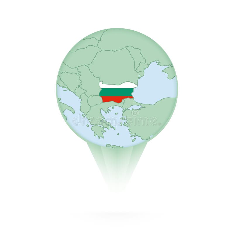 Bulgaria Map, Stylish Location Icon with Bulgaria Map and Flag Stock ...