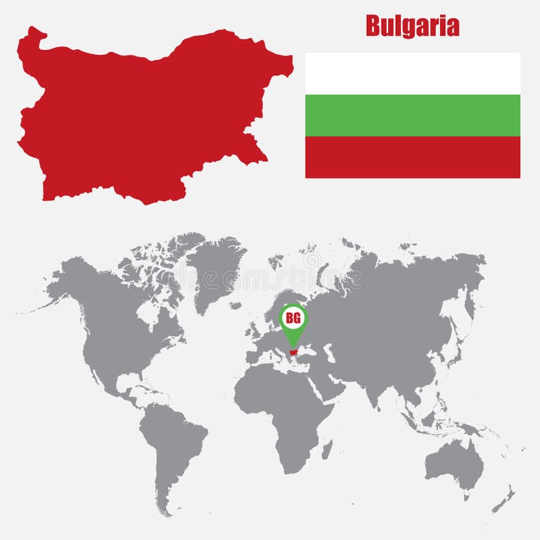 Bulgaria Map on a World Map with Flag and Map Pointer. Vector ...