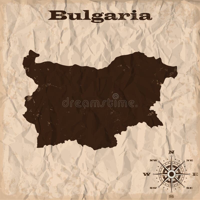 Bulgaria Old Map with Grunge and Crumpled Paper. Vector Illustration ...