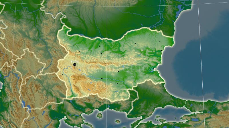Bulgaria borders. Relief stock illustration. Illustration of rendering ...