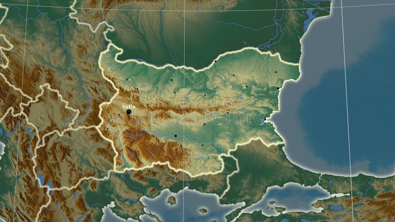 Bulgaria borders. Relief stock illustration. Illustration of rendering ...