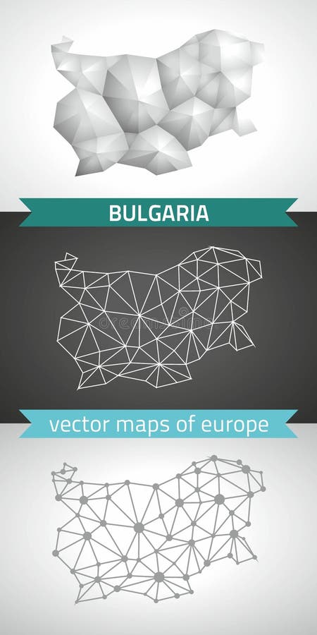 Bulgaria Set of Grey and Silver Mosaic 3d Polygonal Maps Stock Vector ...