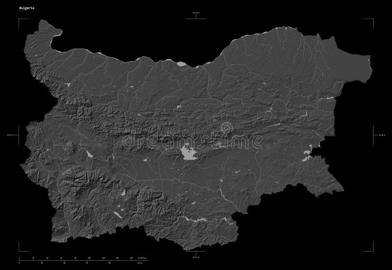 Bulgaria Shape on Black. Bilevel Stock Illustration - Illustration of ...