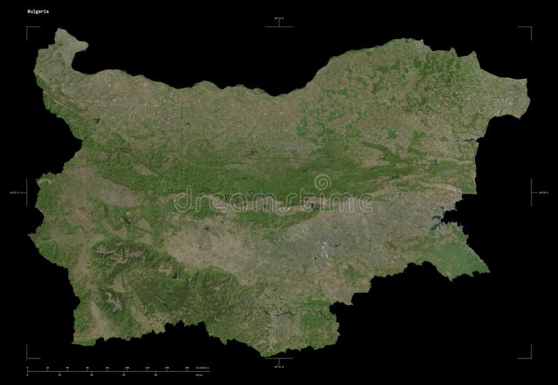 Bulgaria Shape on Black. High-res Satellite Stock Illustration ...