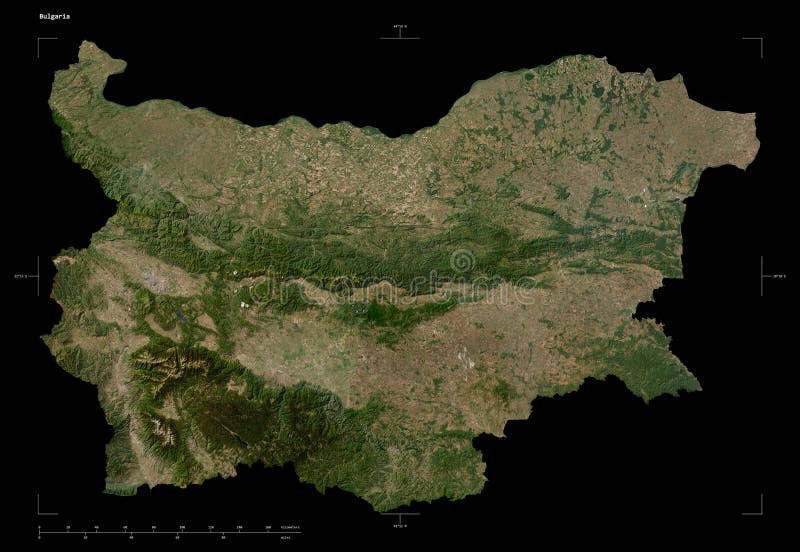 Bulgaria Shape on Black. Low-res Satellite Stock Illustration ...