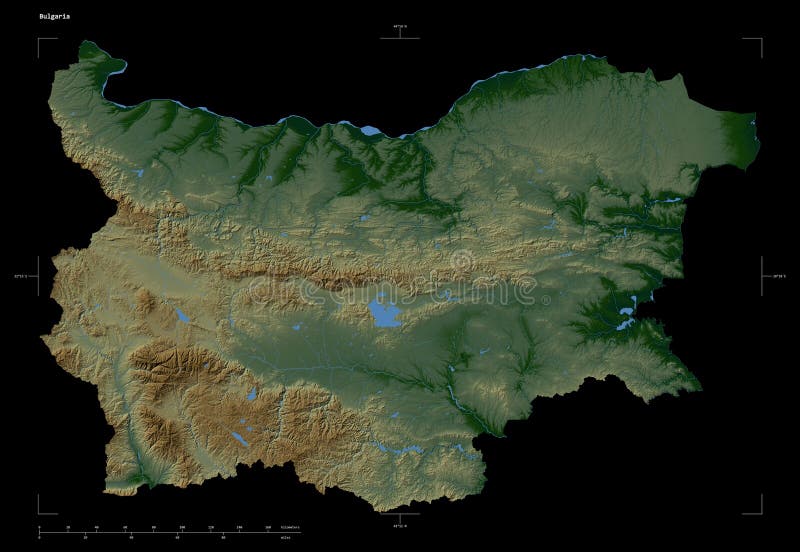 Bulgaria Shape on Black. Physical Stock Illustration - Illustration of ...