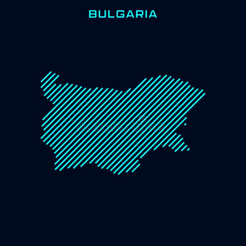 Bulgaria Striped Map Vector Design Template with Blue Background. Stock ...