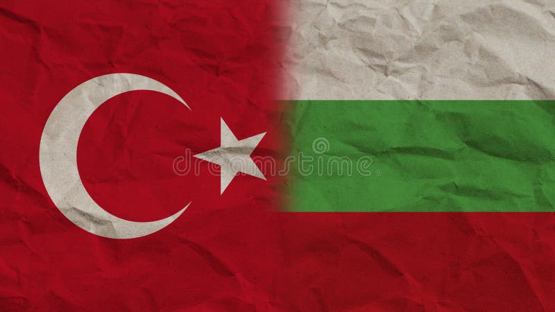 Bulgaria and Turkey Turkish Flags, Obsolete Torn Weathered, Crisis ...