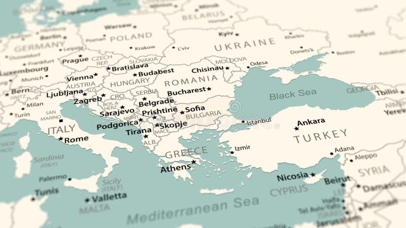 Bulgaria on the World Map. Smooth Map Rotation Stock Video - Video of ...