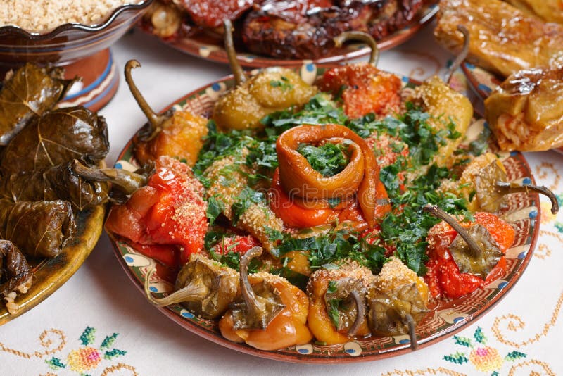 Traditional Bulgarian Dining-table Stock Image - Image of hungry, green ...