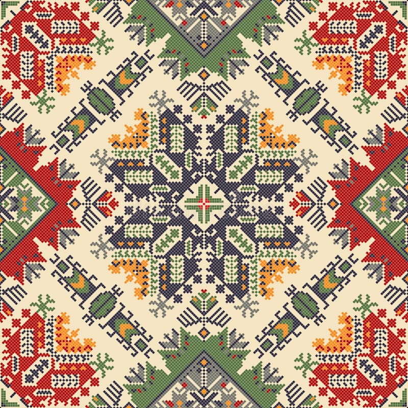 Bulgarian Embroidery Pattern 53 Stock Vector - Illustration of symbolic ...