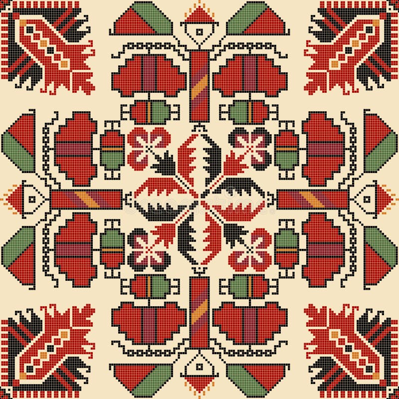 Bulgarian Embroidery Pattern 79 Stock Vector - Illustration of symmetry ...