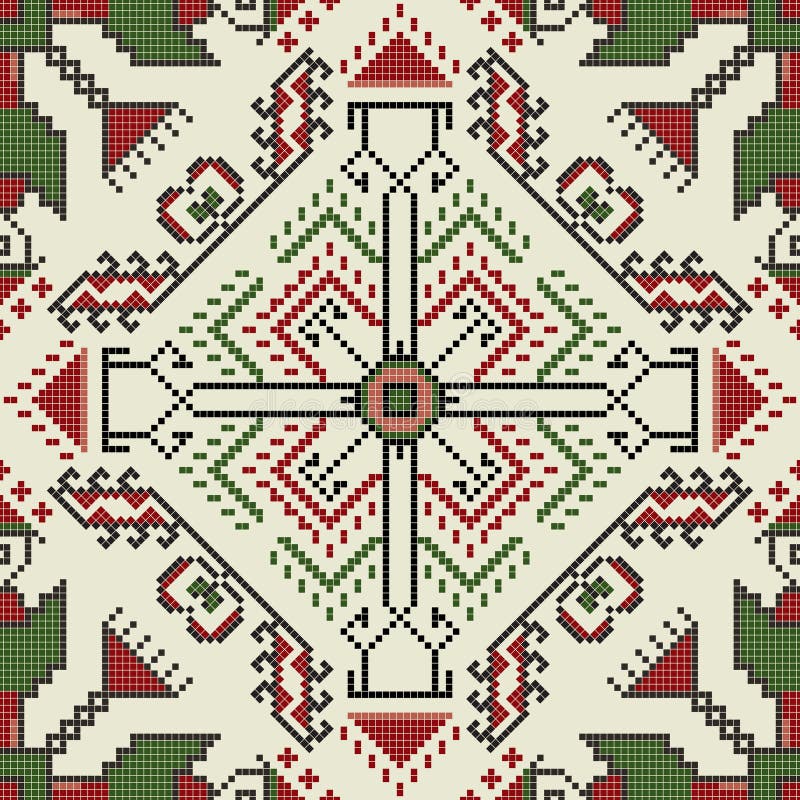 Bulgarian Embroidery Pattern 115 Stock Vector - Illustration of square ...