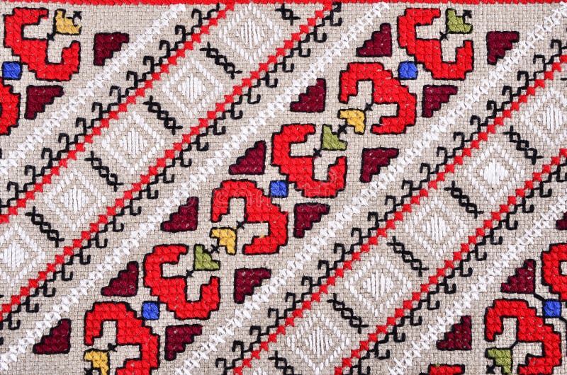 Bulgarian hand embroidery stock image. Image of knot - 64313405