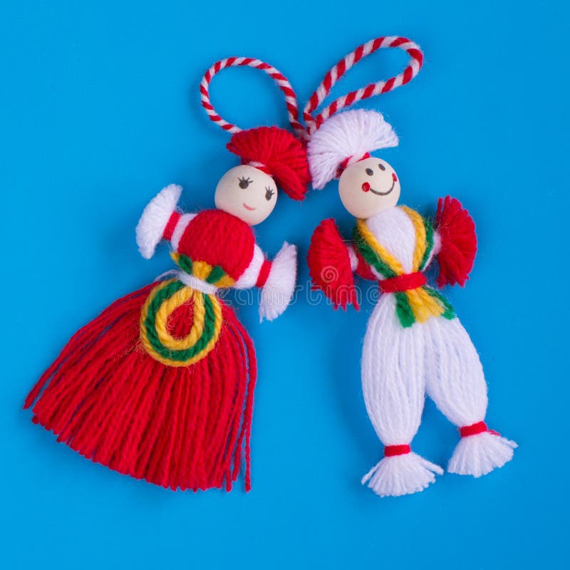 Bulgarian Martenitsa Made from Red and White Wool Yarn for the Baba ...