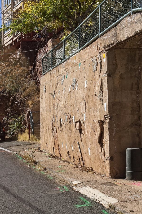 A Bulging Concrete Retaining Wall Ready To Fail. Stock Photo - Image of ...