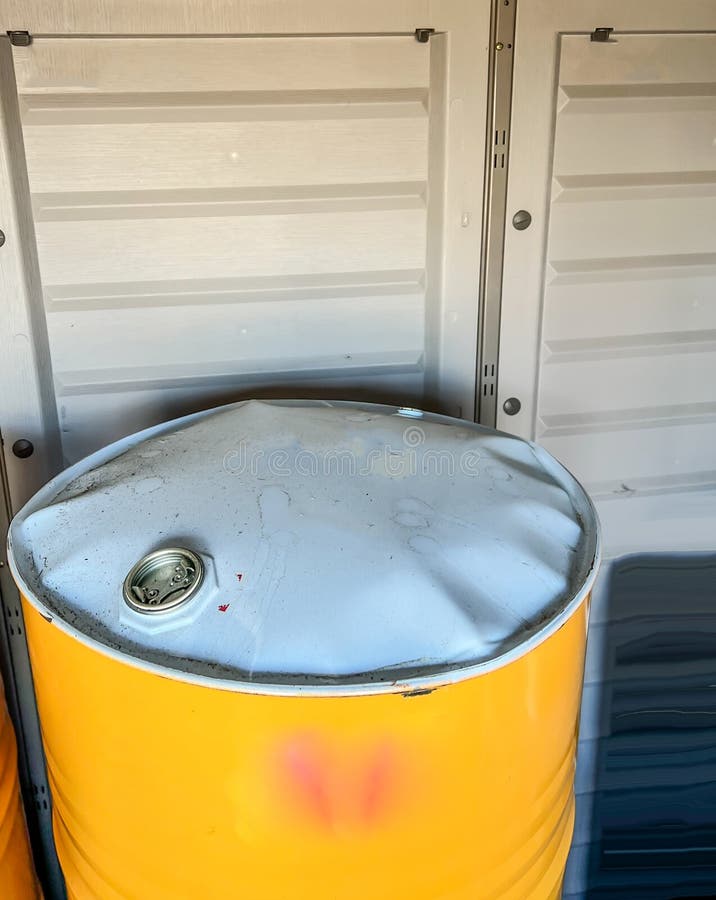 Bulging 55-gallon Steel Drum at Risk To Rupture or Explode. Stock Image ...