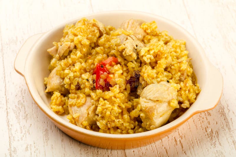 Bulgur with chicken stock image. Image of cous, dish - 140318741