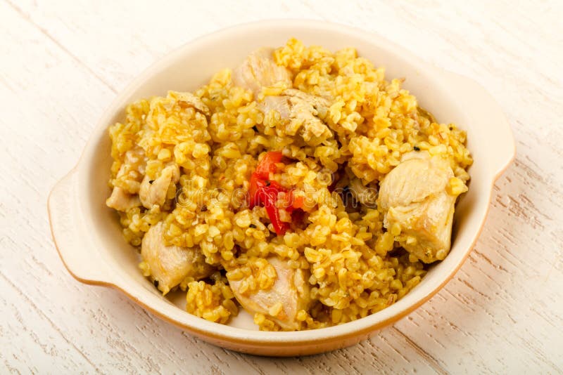 Bulgur with chicken stock photo. Image of food, gourmet - 111514782