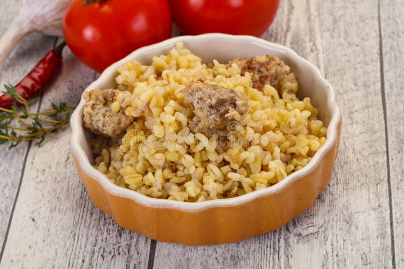 Bulgur with meat stock photo. Image of diet, cooked - 153706510