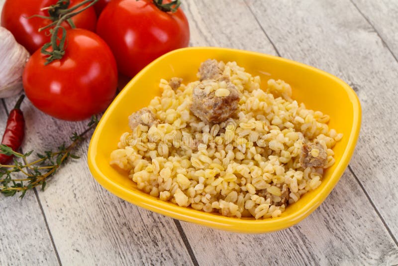 Bulgur with meat stock image. Image of cooked, fried - 166688985