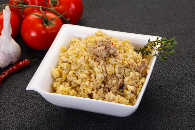 Bulgur with meat stock image. Image of beef, meal, cuisine - 182358439
