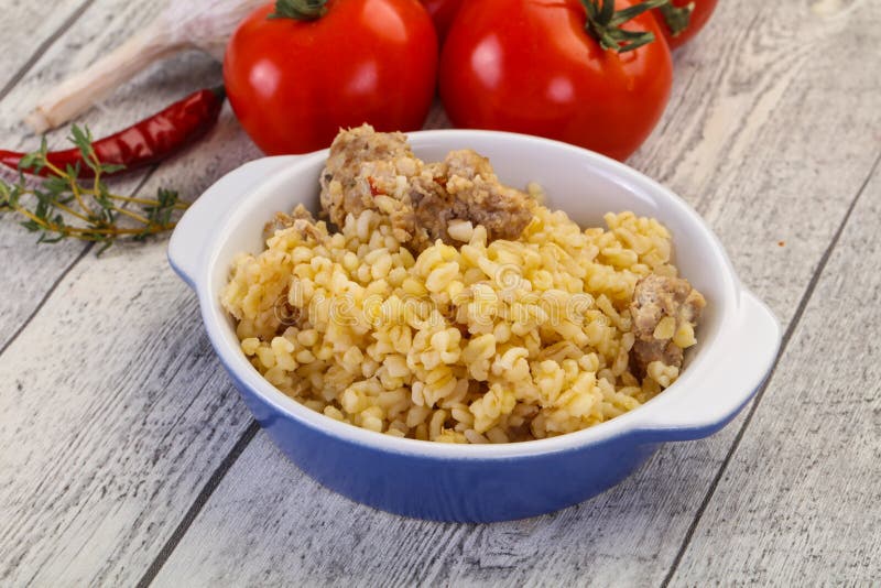 Bulgur with meat stock photo. Image of garlic, bulgur - 192226448