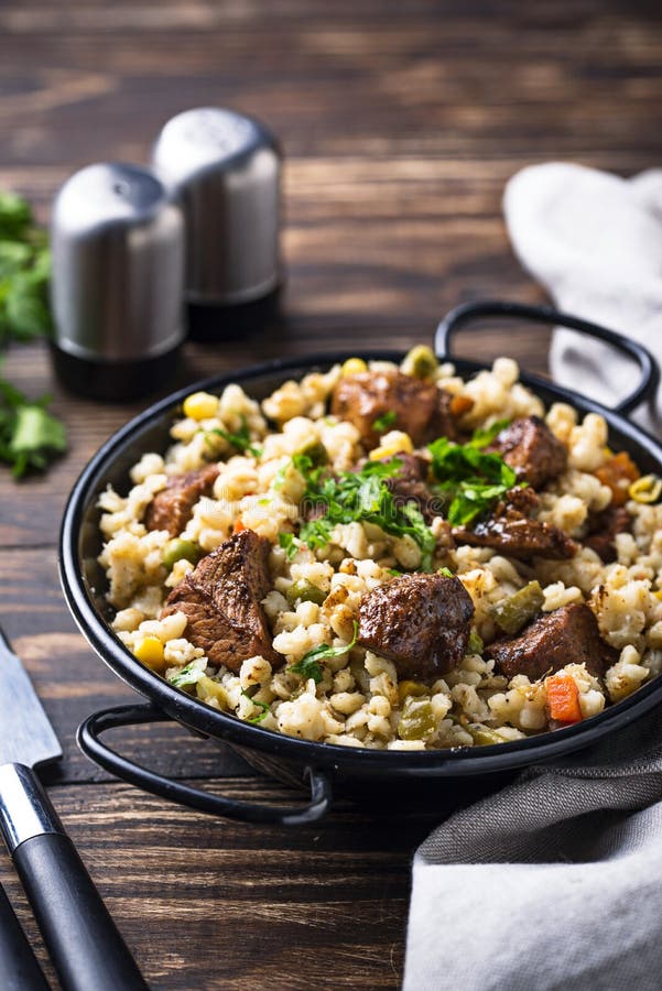 Bulgur with Meat and Vegetables Stock Image - Image of eastern, bowl ...
